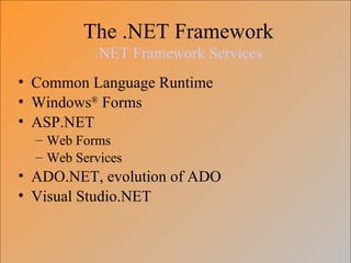 Introduction to .NET Framework | PPT