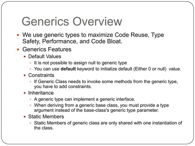 Generics C# | PPT