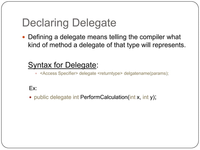 C# Delegates | PPT