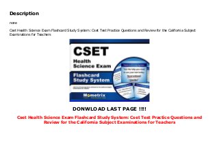 Cset Health Science Exam Flashcard Study System: Cset Test Practice ...