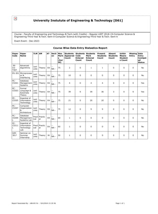CSE Fifth semester status report UIET KUK | PDF