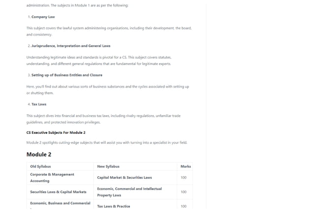 CS Executive New Syllabus 2023-2024..... | PDF