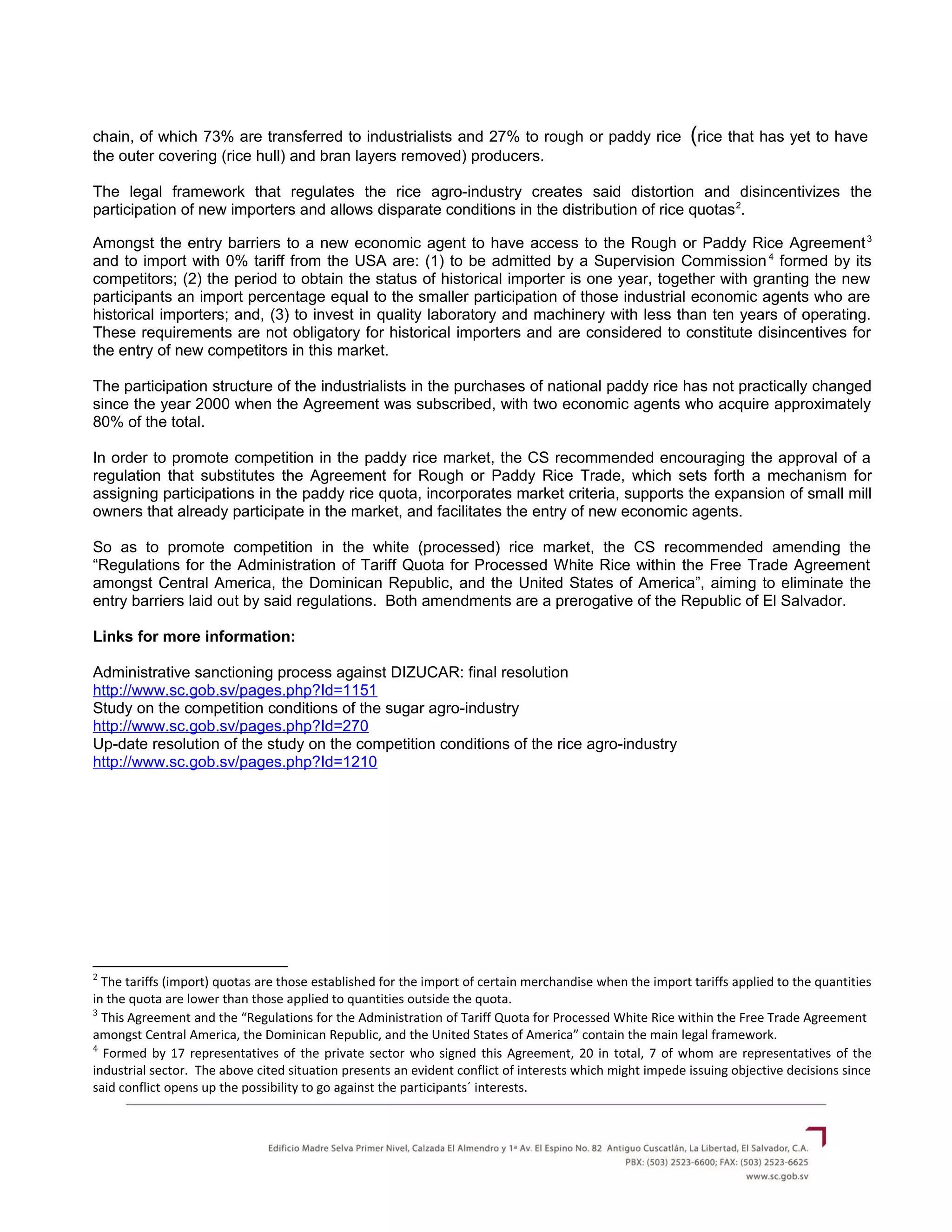 Cs explained competition barriers in rice and sugar | PDF