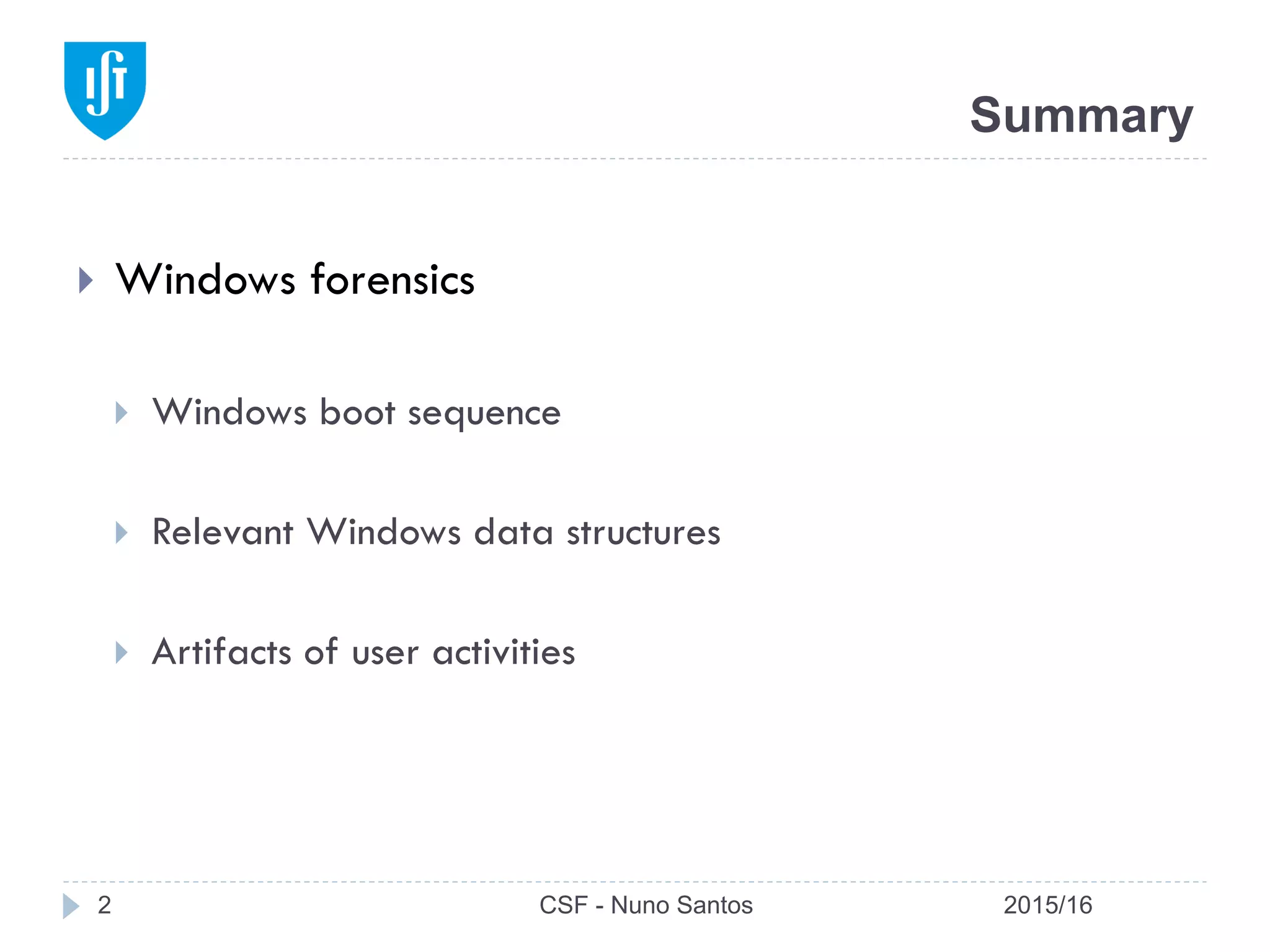 Desktop Forensics: Windows | PPT