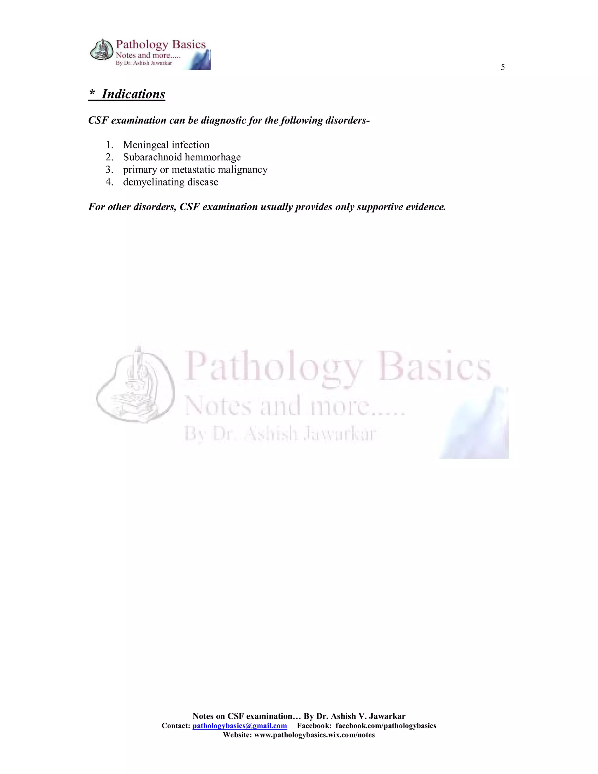 CSF - Cerebrospinal fluid examination - from tapping to pathological ...