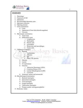 CSF - Cerebrospinal fluid examination - from tapping to pathological ...
