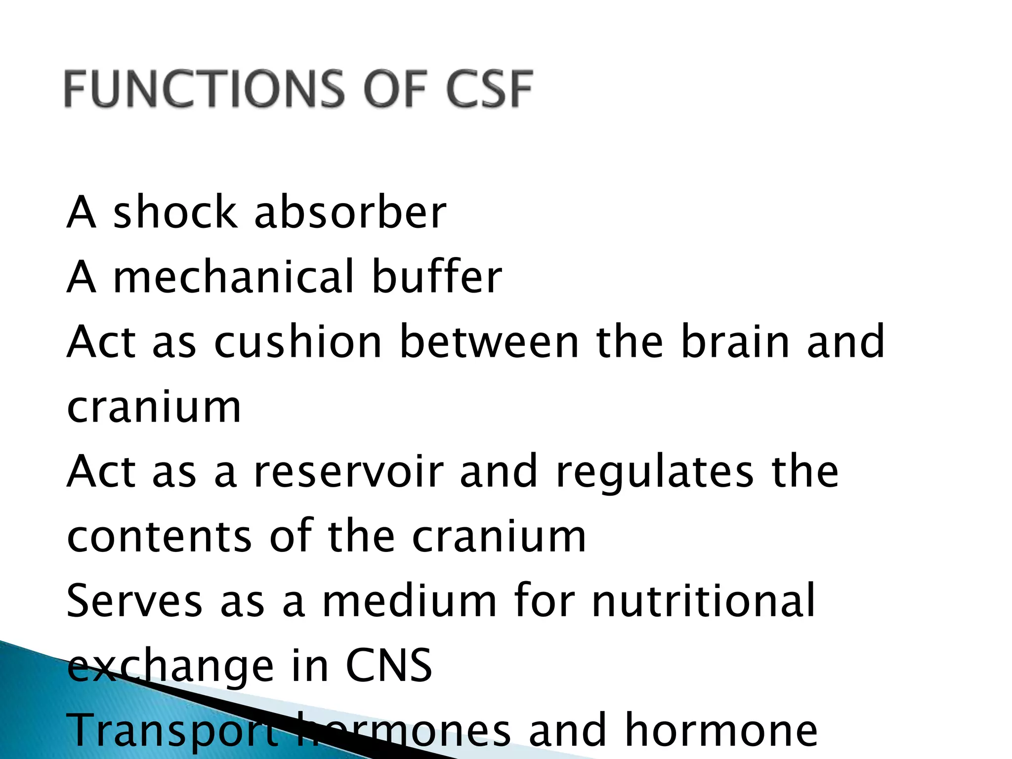 Csf(cerebro spinal fluid) | PPTX