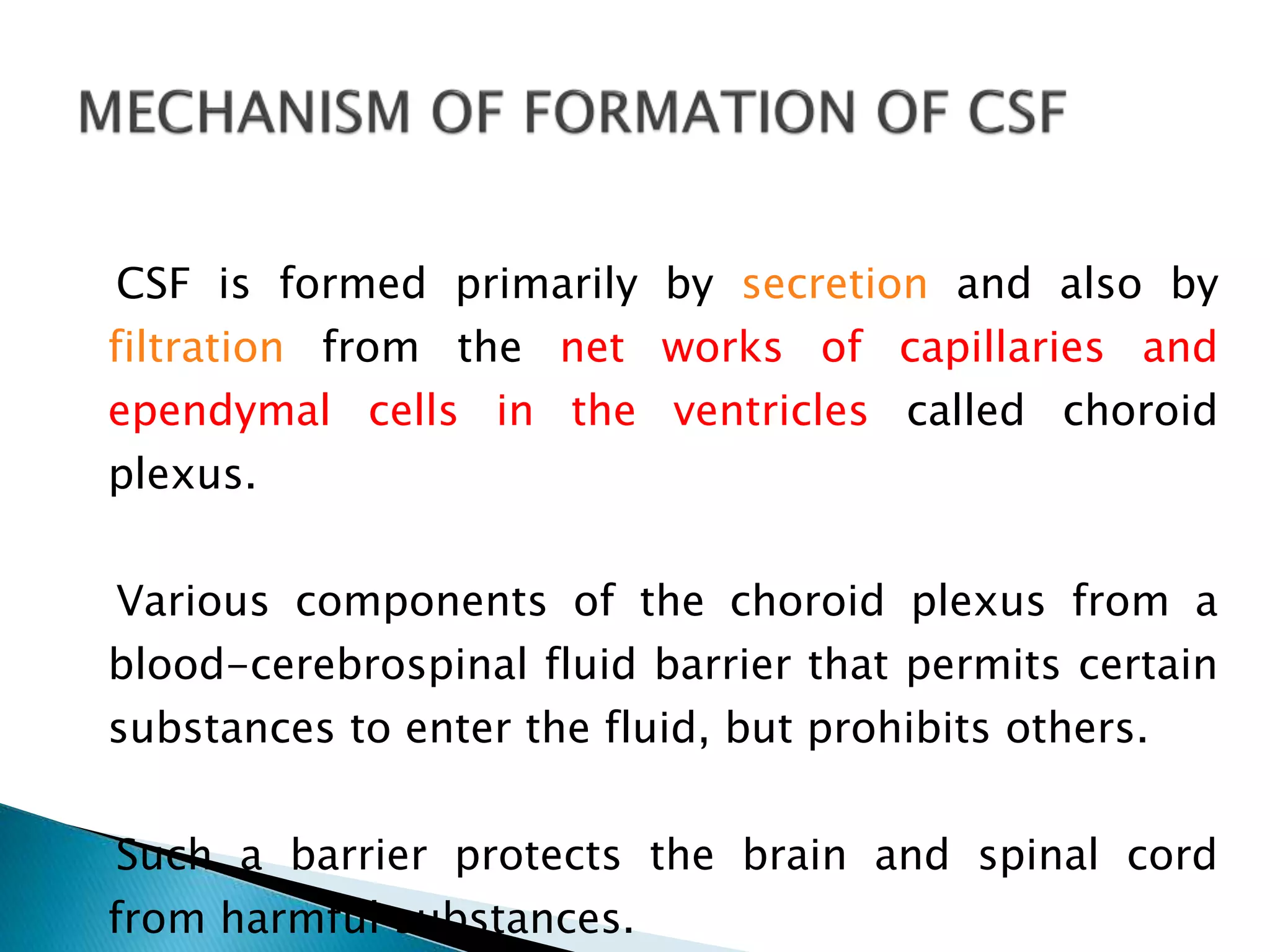 Csf(cerebro spinal fluid) | PPTX
