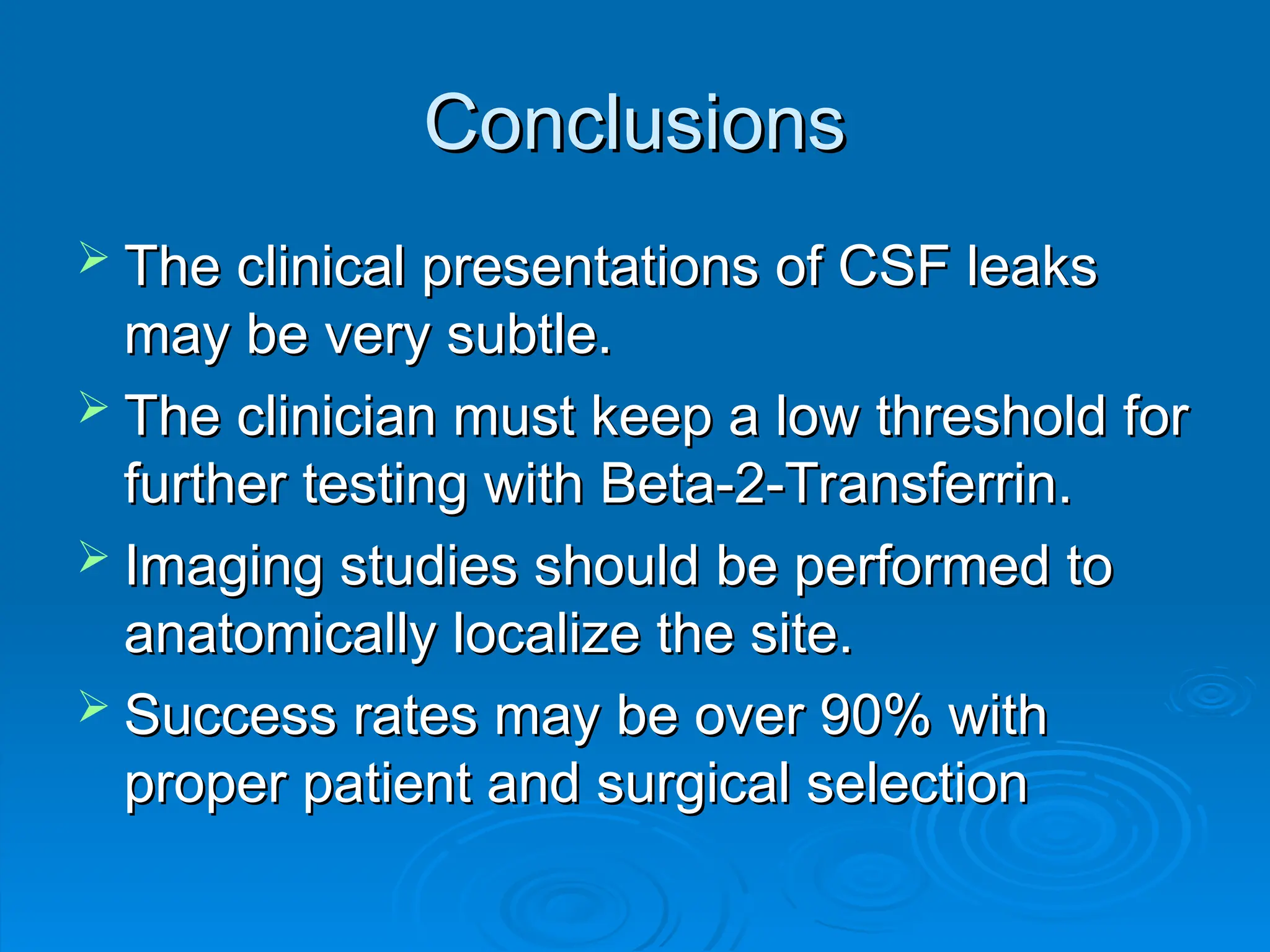 CSF leaks slides Diagnosis and Management | PPT