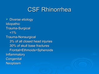 CSF leaks slides Diagnosis and Management | PPT