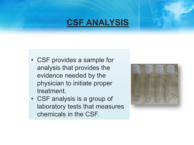 CSF ANALYSIS presentation OTT 5th Semester | PPTX | Infectious Diseases ...