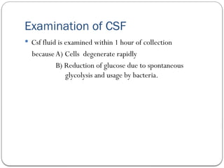Basic description of cerebrospinal fluid Analysis. | PPTX