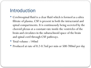 Basic description of cerebrospinal fluid Analysis. | PPTX