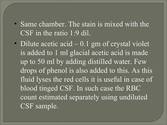 Csf analysis presentation | PPT | Blood Disorders | Diseases and Conditions