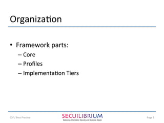 NISTs Cybersecurity Framework -- Comparison with Best Practice | PDF