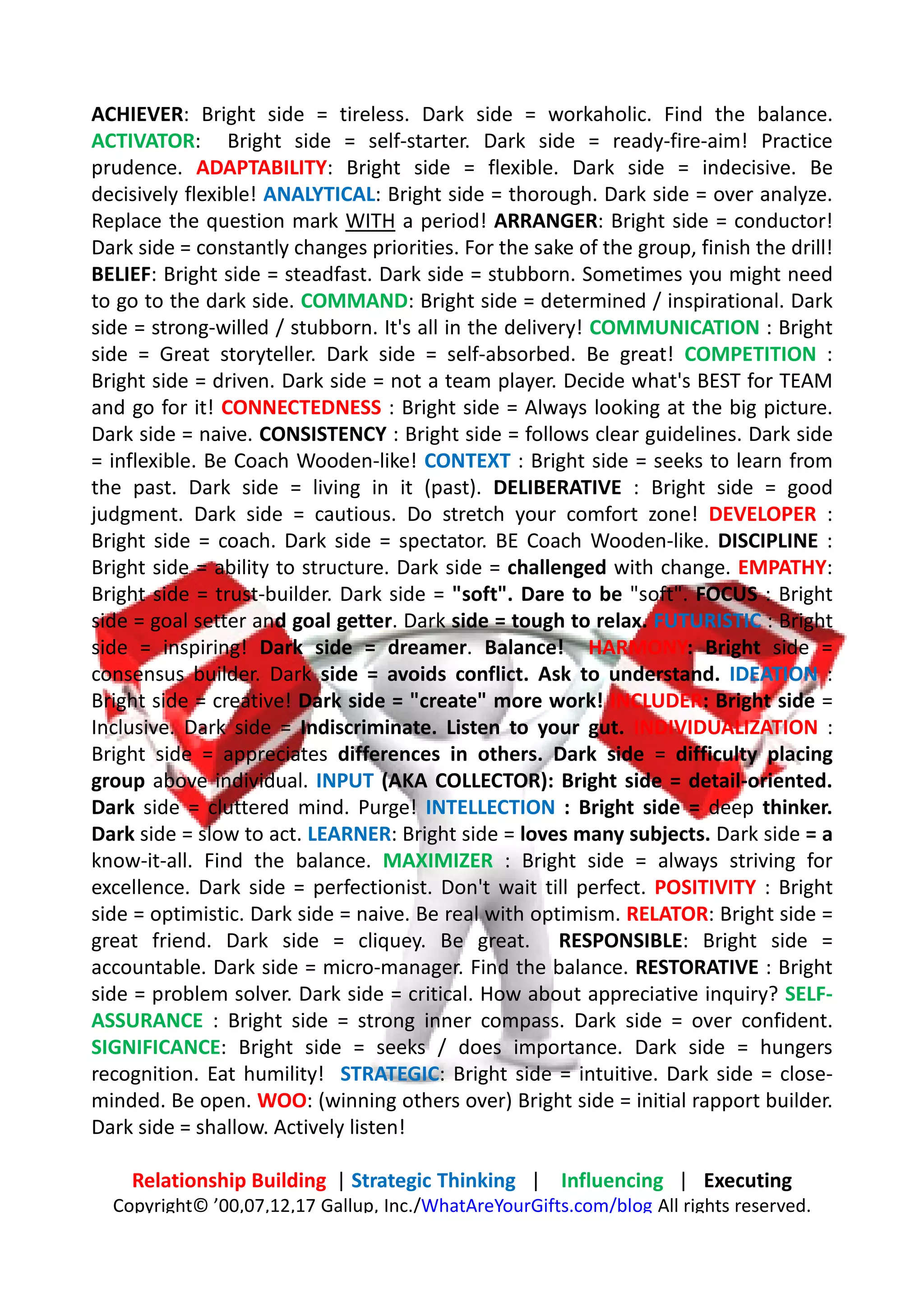 Clifton StrengthsFinder bright dark_side_summary | PDF