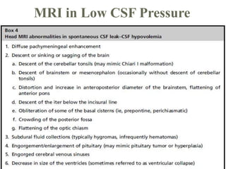 Csf circulation and low csf pressure headaches | PPTX