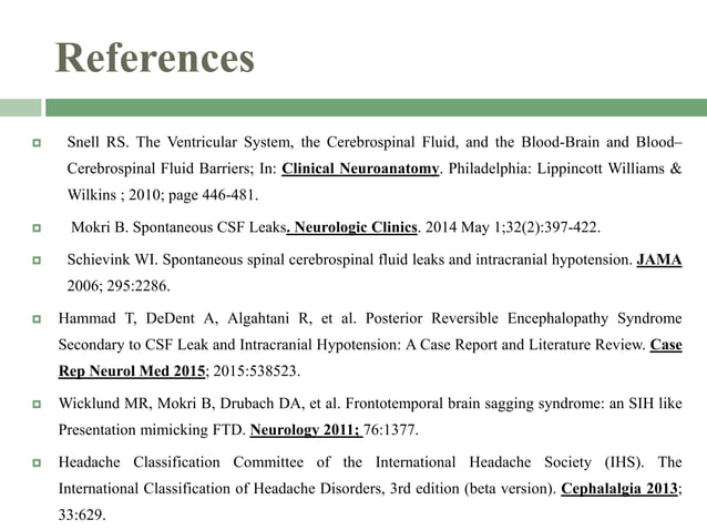 Csf circulation and low csf pressure headaches | PPTX