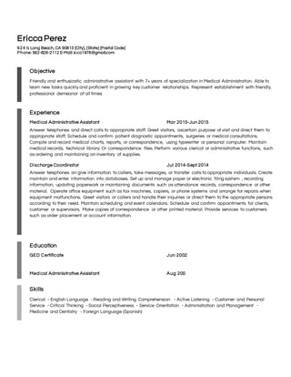Ericca resume | PDF