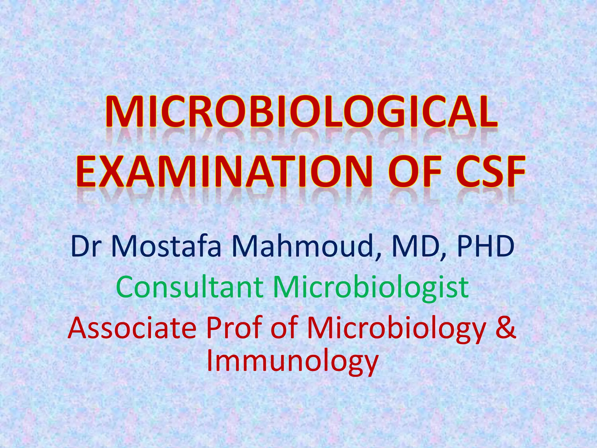 CSF Examination | PPTX