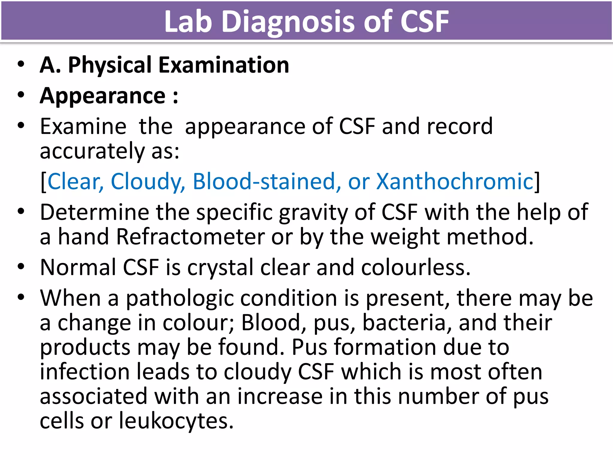 CSF examination | PPTX