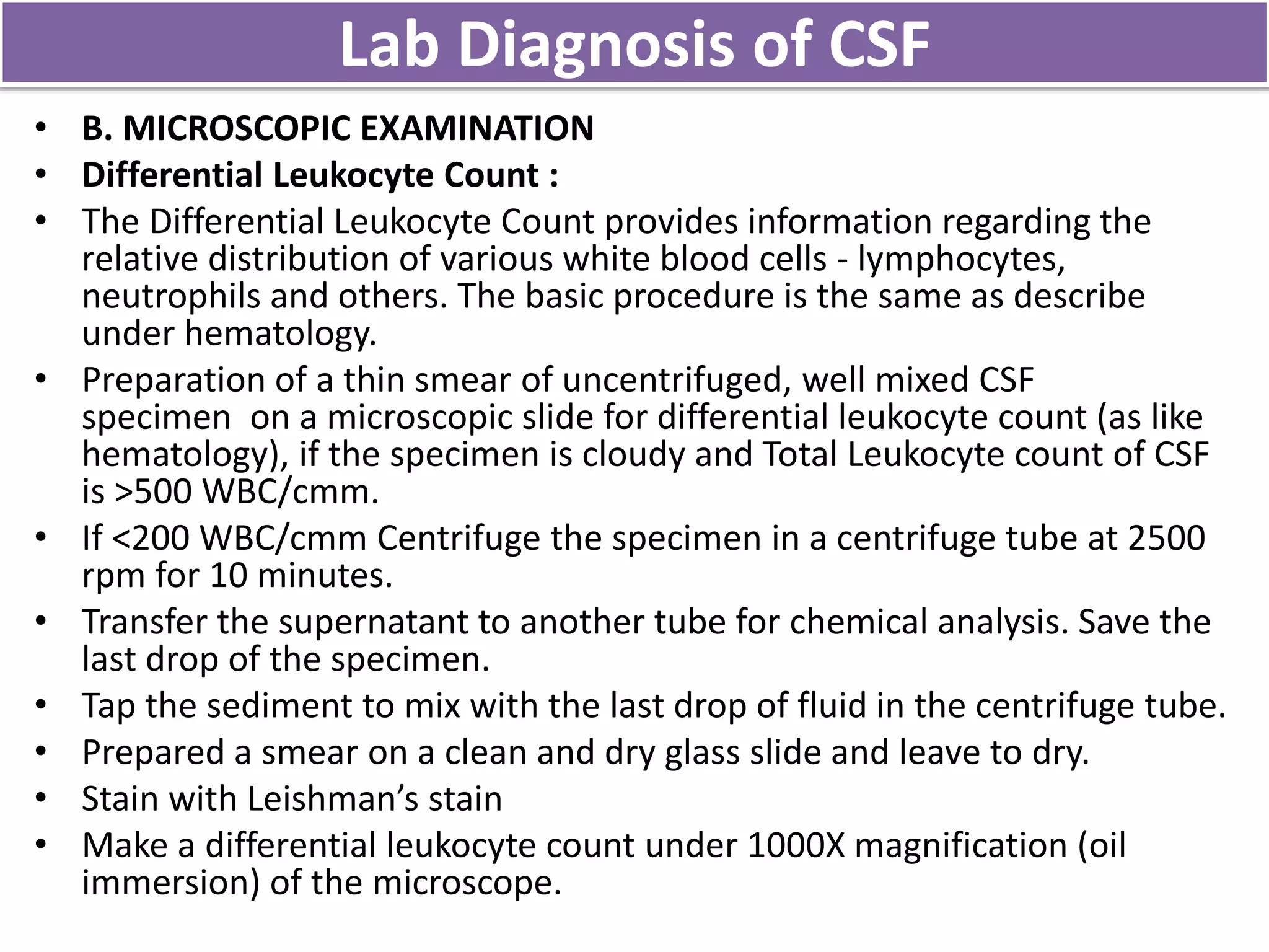 CSF examination | PPTX