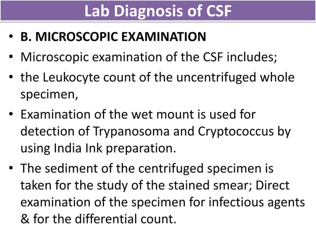 CSF examination | PPTX | Brain and Nervous System Disorders | Diseases ...