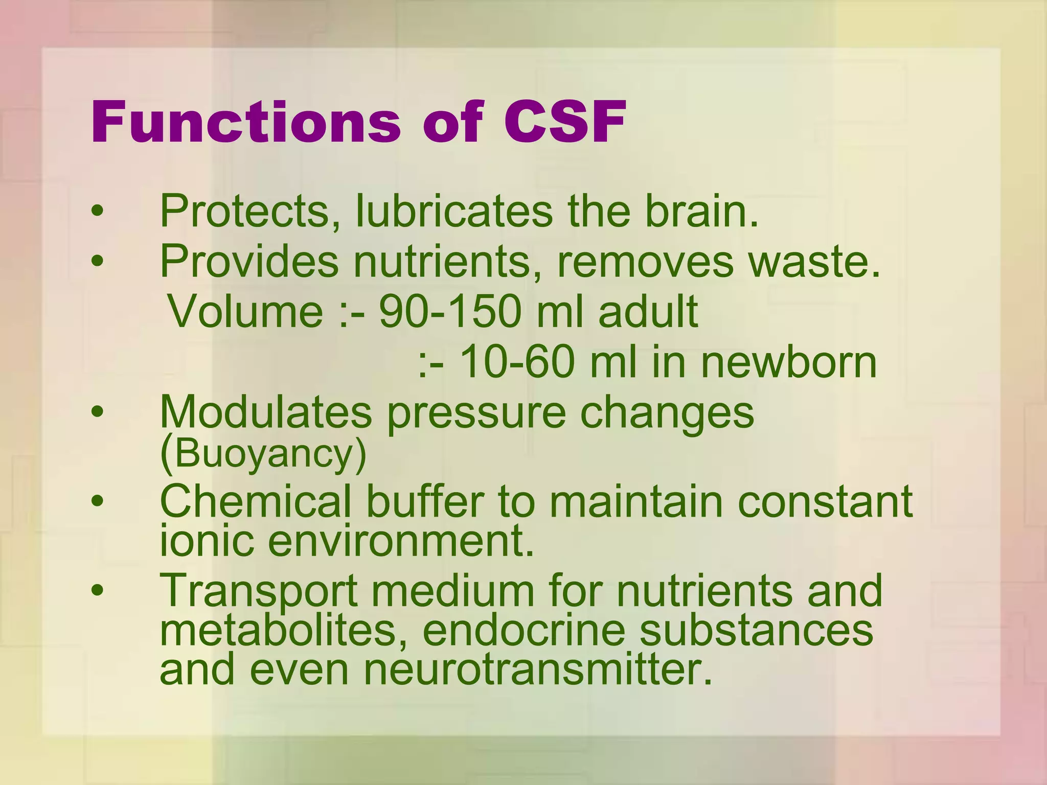 CSF. Anaesthesia | PPT