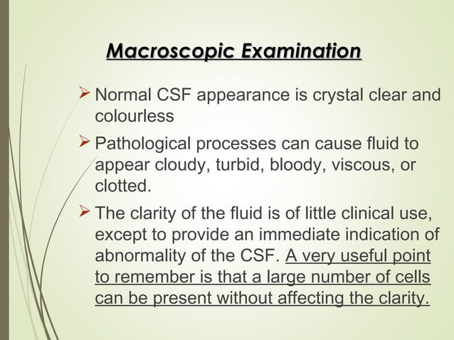 CSF Examination | PPT | Blood Disorders | Diseases and Conditions