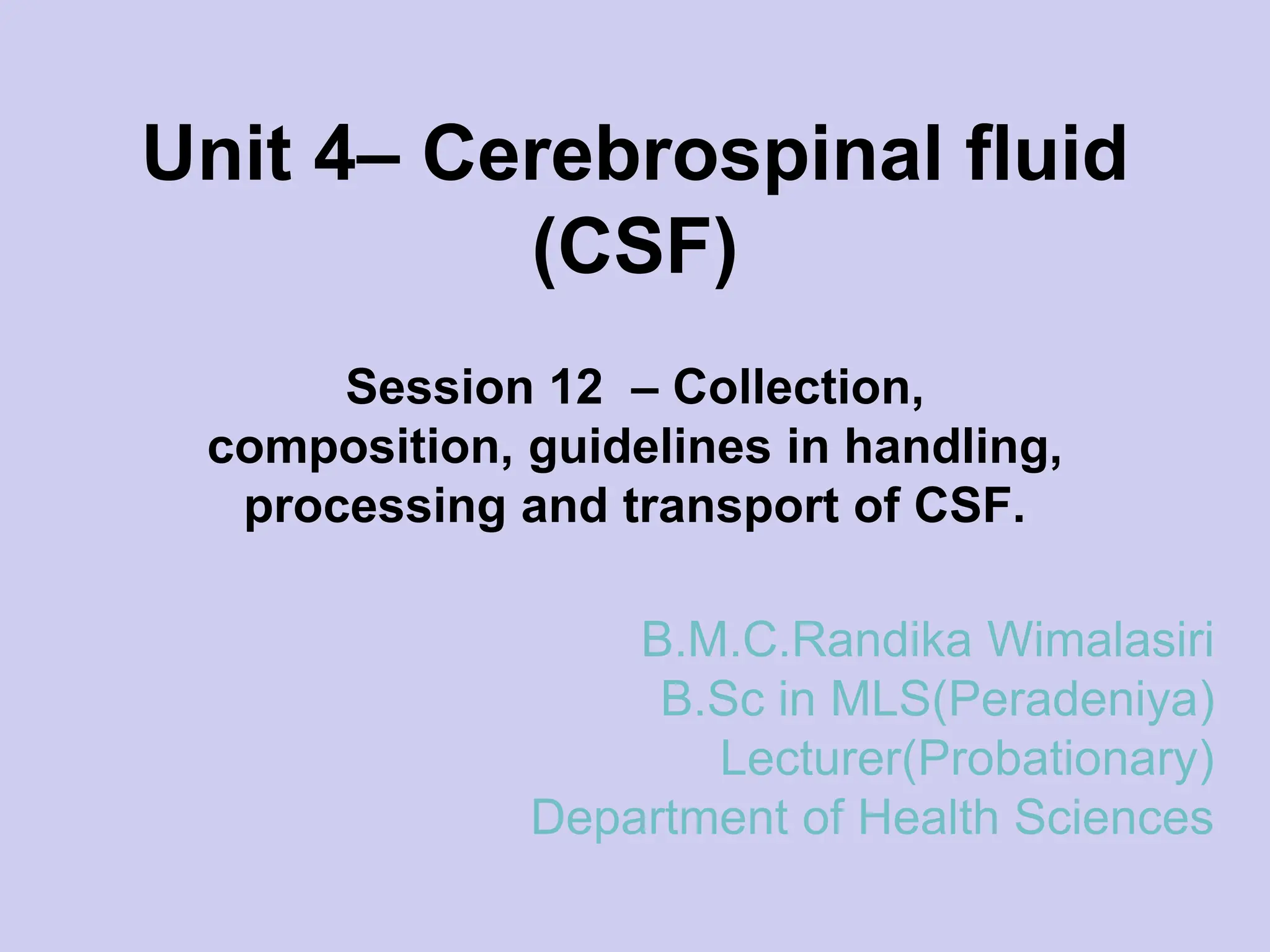 Cerebrospinal fluid,CSF collection, composition | PDF