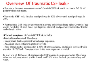 Csf leak and antibiotic. | PPTX | First Aid | Injuries