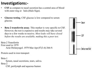 Csf leak and antibiotic. | PPTX | First Aid | Injuries
