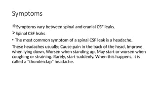 CSF leak (Cerebrospinal fluid leak).pptx | Free Download