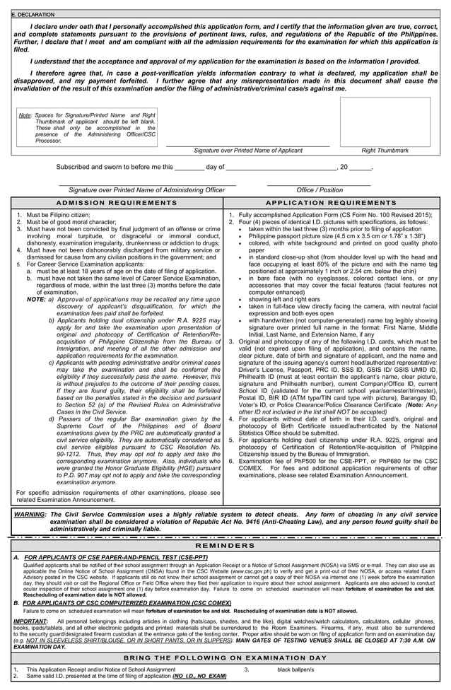 Cs form 100 revised 2015 | PDF