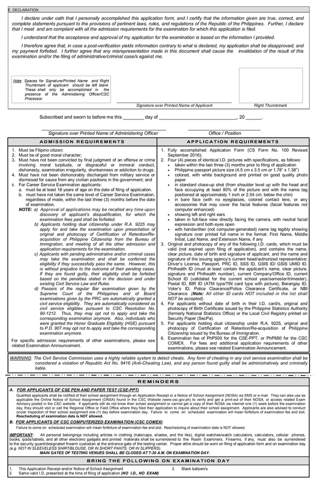Cs form100 revised September 2016 new | PDF