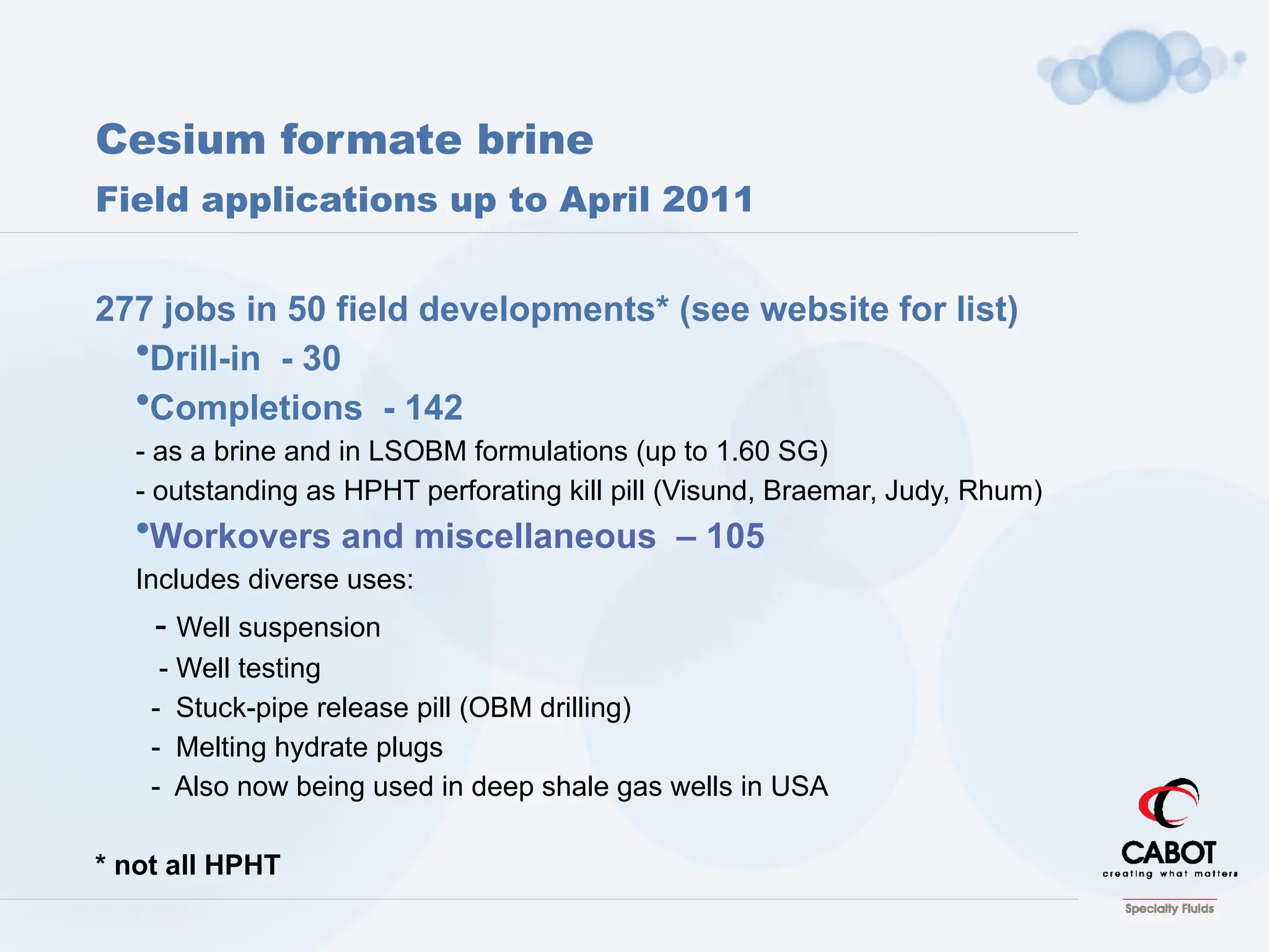 Cesium formate brine - A brief history - prepared by John Downs in May ...