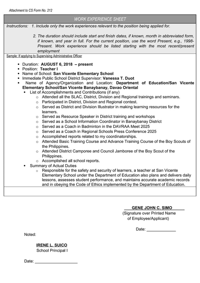 CS Form No. 212 Attachment - Work Experience Sheet.docx