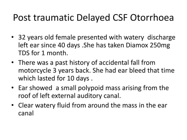 Csf otorrhoea | PPTX