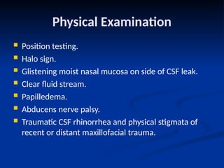 Cerebro spinal fluid rhinorrhea management | PPTX