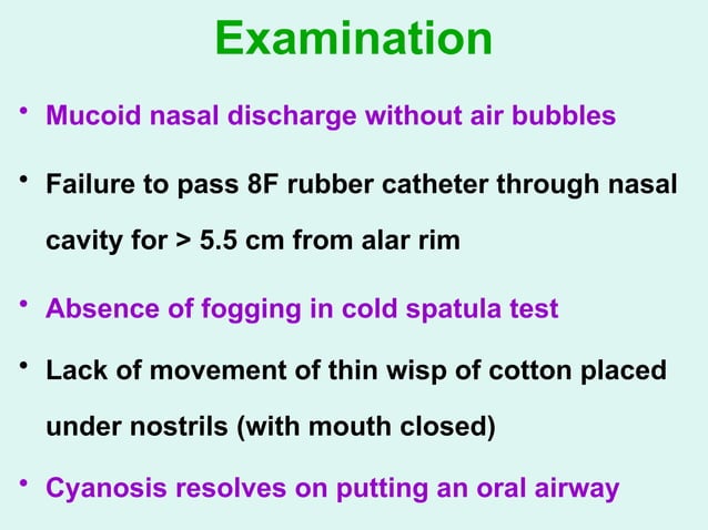 CSF rhinorrhea, choanal atresia, Septal hematoma, abscess .pptx