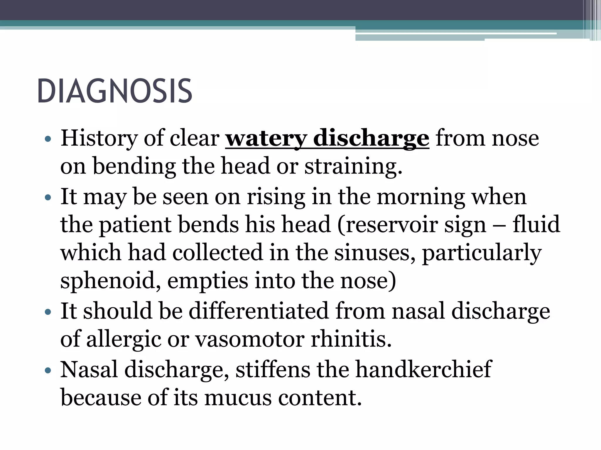 Csf rhinorrhoea | PPTX