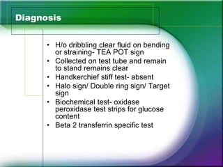 Csf rhinorrhoea, choanal atresia , nasal myiasis | PPTX