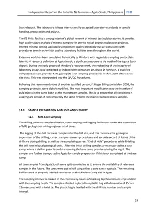 INDEPENDENT REPORT ON THE NICKEL LATERITE RESOURCE - AGATA SOUTH ...