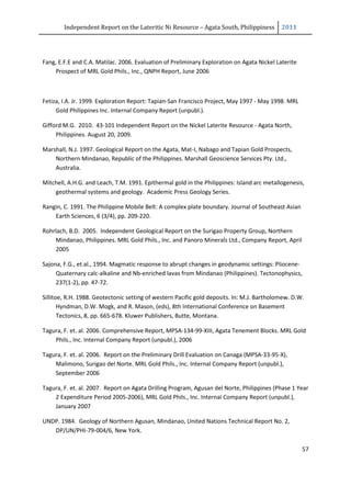 INDEPENDENT REPORT ON THE NICKEL LATERITE RESOURCE - AGATA SOUTH ...