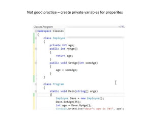 C#, OOP introduction and examples | PPSX