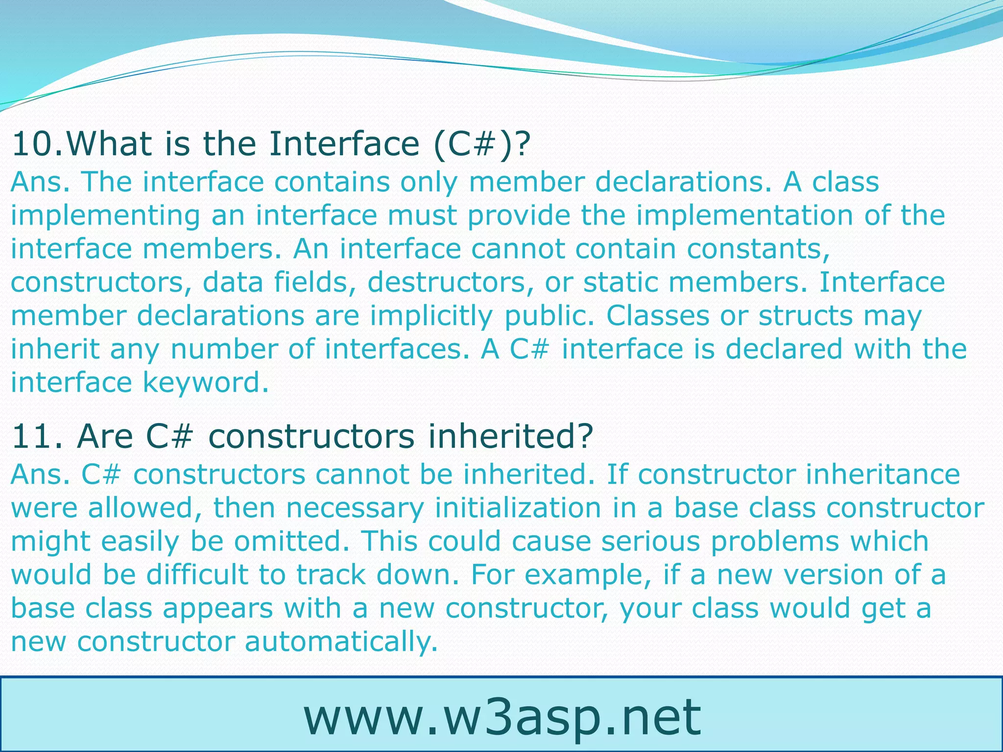 Top 20 c# interview Question and answers | PPT