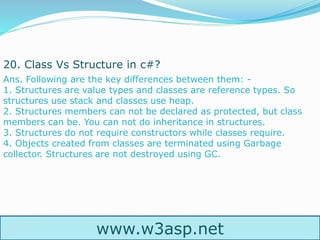 Top 20 c# interview Question and answers | PPT