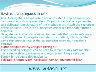 Top 20 c# interview Question and answers | PPT