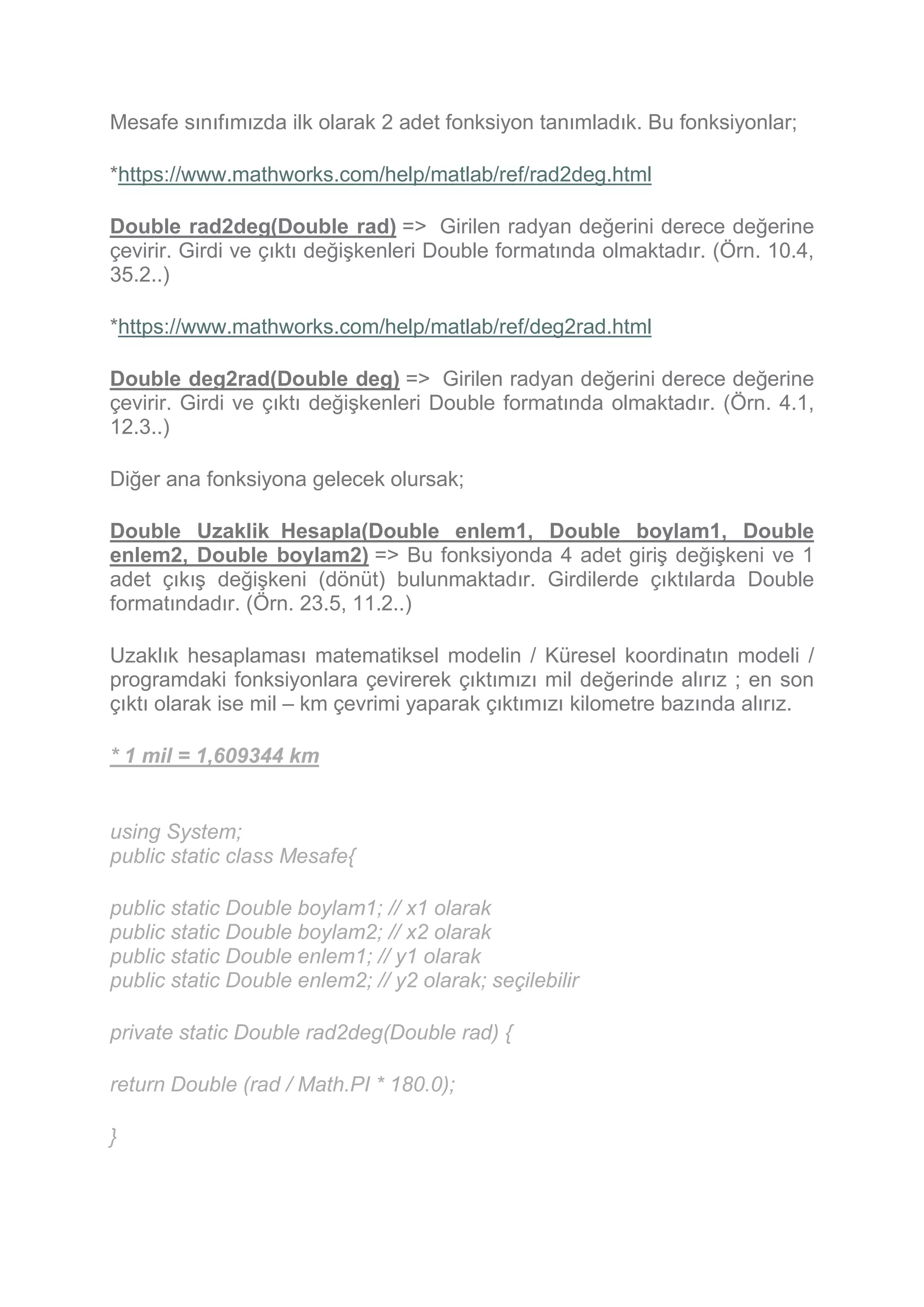 C# ile iki konum (küresel koordinatlarla – enlem/boylam) arası mesafe ...