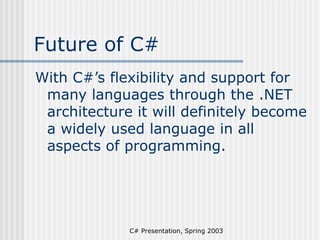 C# Overview. Fundamentals of C#.Net Language | PPT